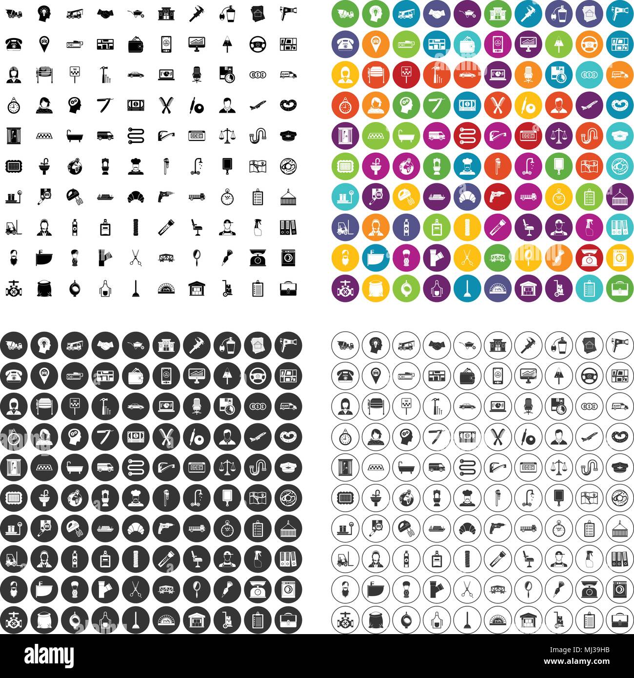 100 work icons set vector variant Stock Vector Image & Art - Alamy
