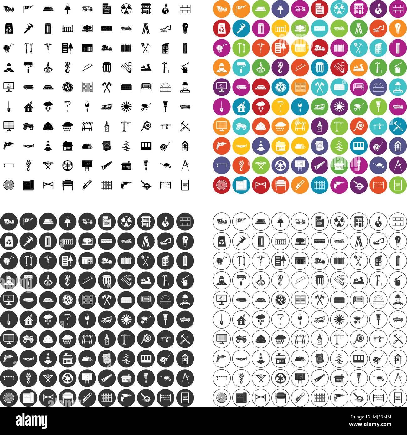 100 building materials icons set vector variant Stock Vector Image ...