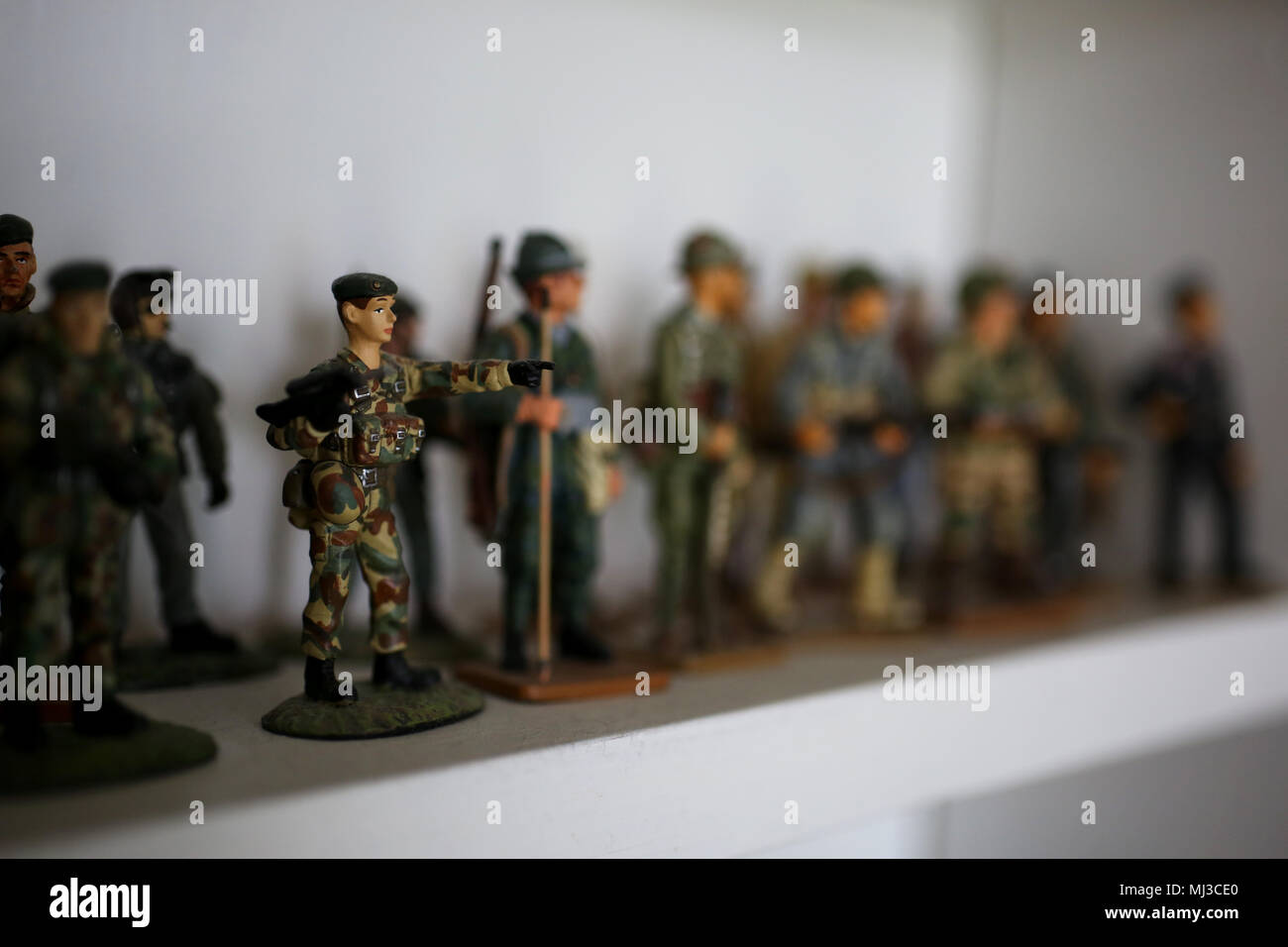 A selection of toy model soldiers pictured on a shelf in Portsmouth ...