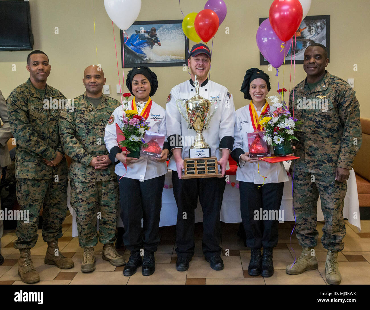 The Marine Corps Air Station New River 4013 Mess Hall team poses for a ...