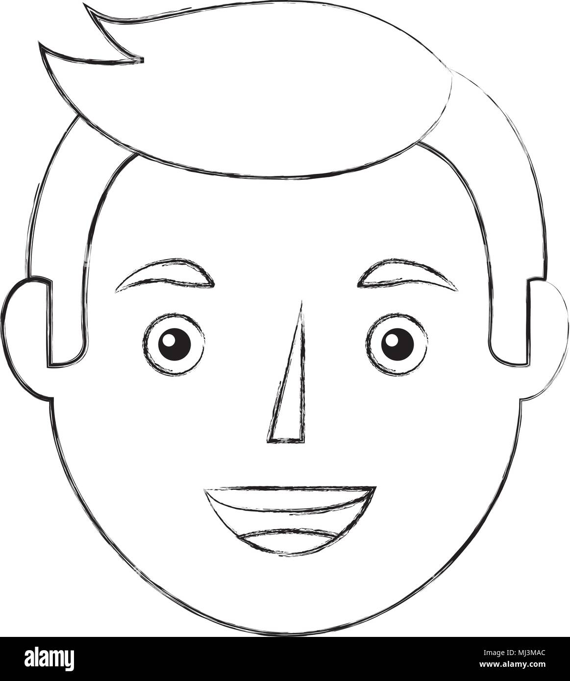 young man face character image vector illustration sketch Stock Vector ...