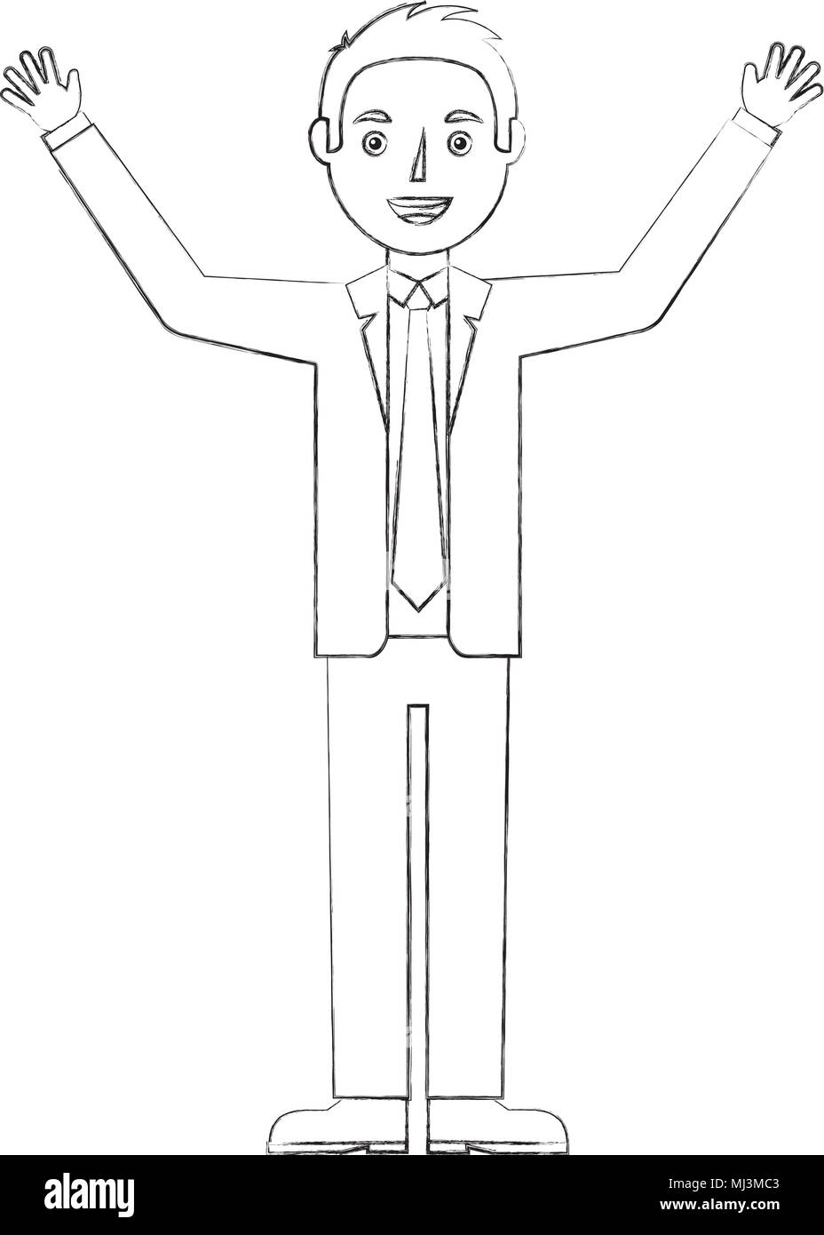 young man standing character image vector illustration sketch Stock ...