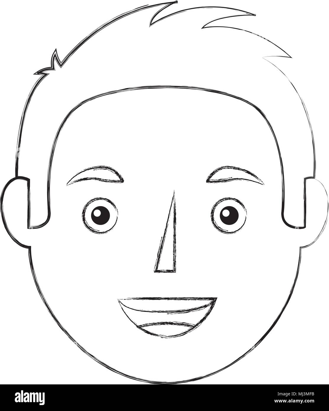 young man face character image vector illustration sketch Stock Vector ...