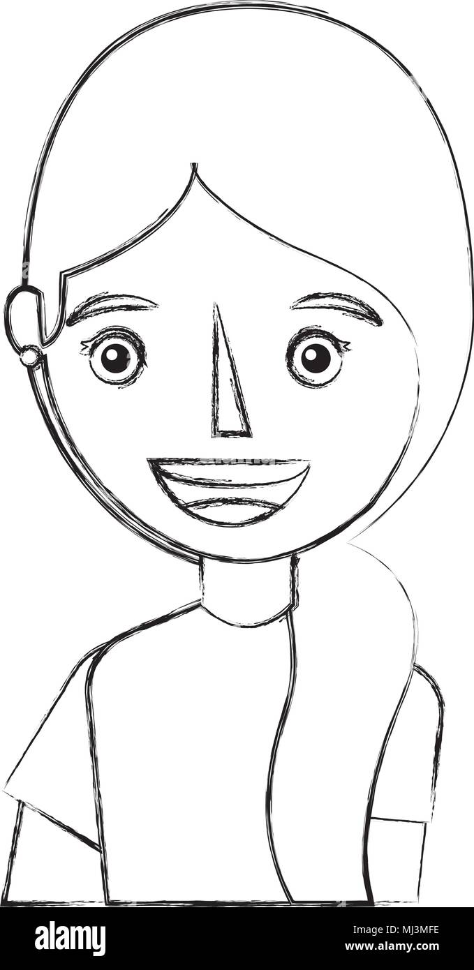 portrait woman female character image vector illustration sketch Stock ...