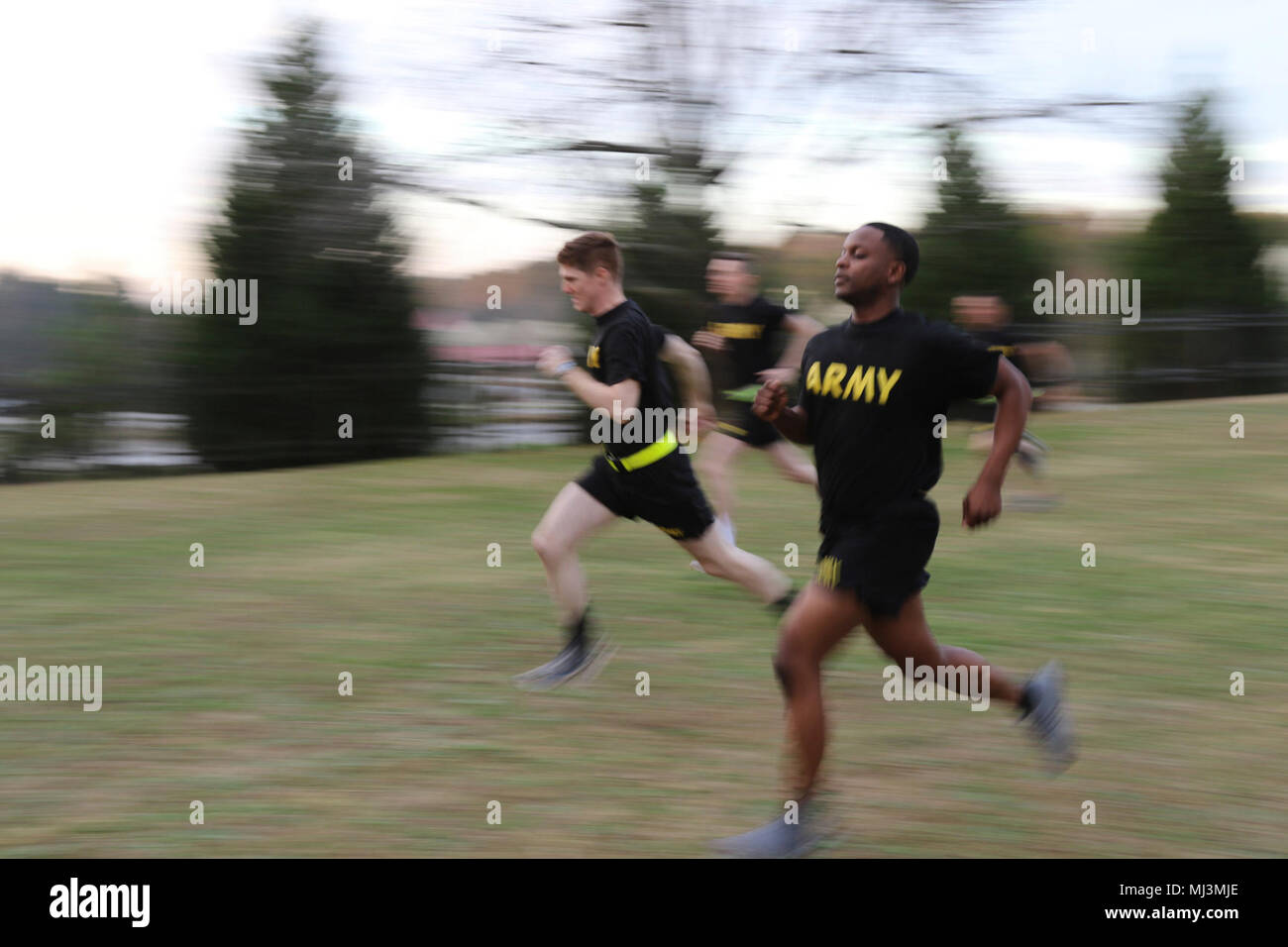 Soldiers with the 642nd Regional Support Group conduct morning physical ...