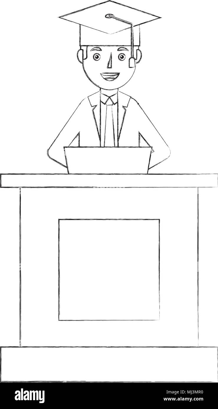 Man diploma cartoon illustration Black and White Stock Photos & Images ...