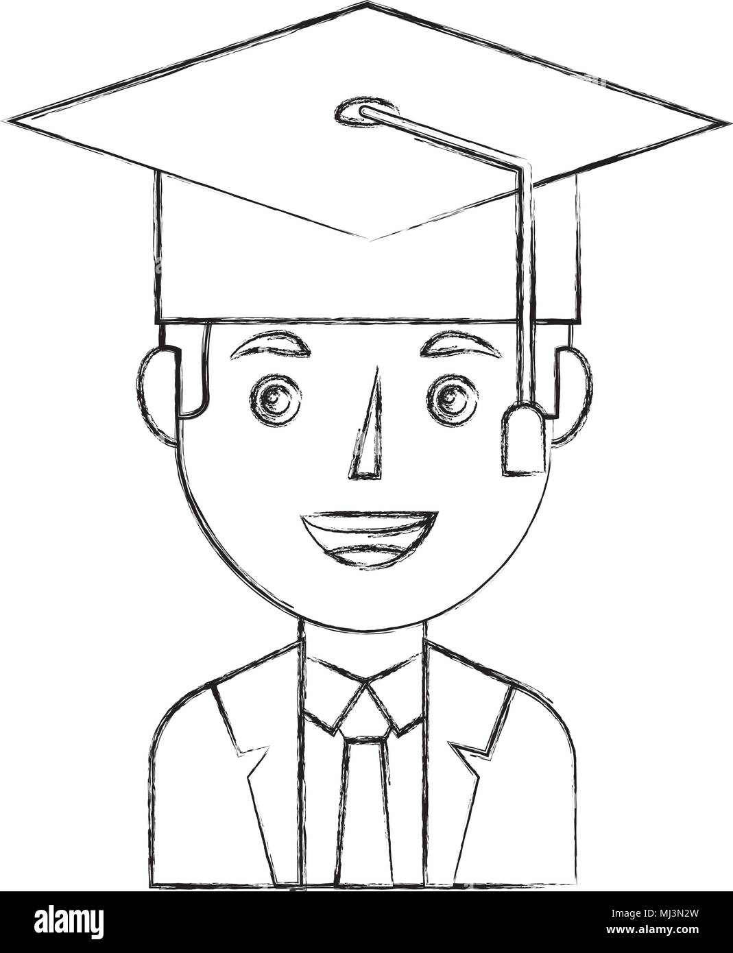 young graduate man portrait character vector illustration sketch Stock ...