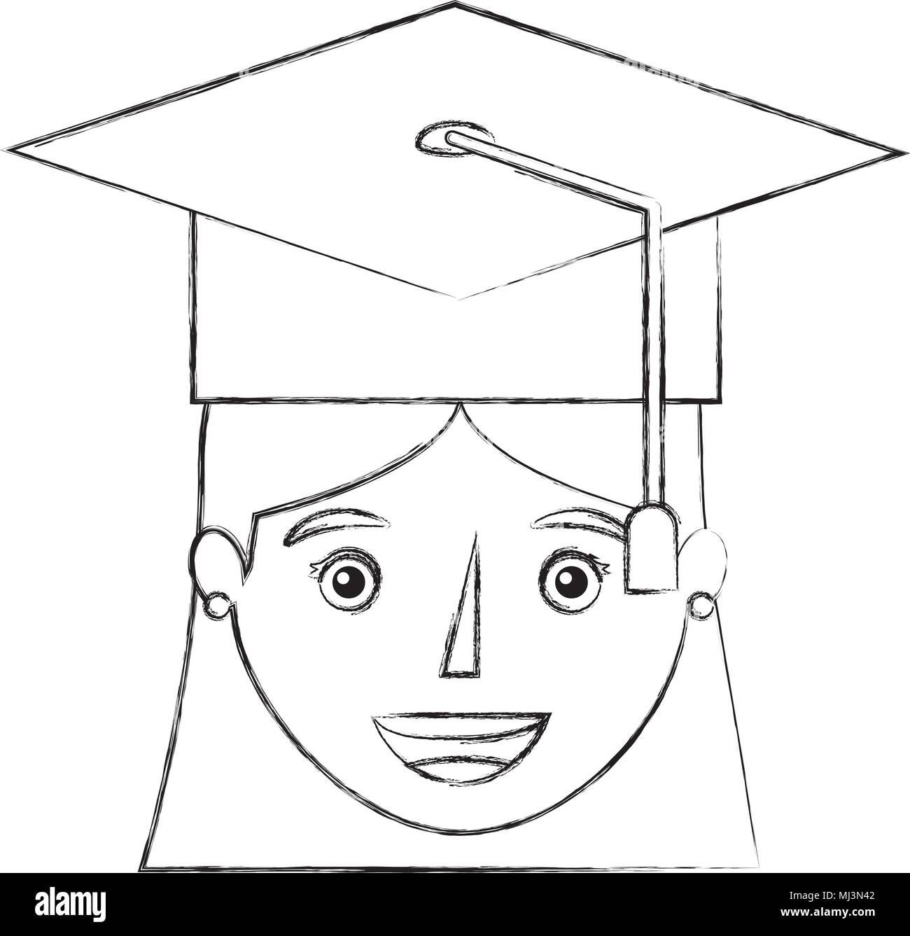 portrait graduate woman female character image vector illustration ...