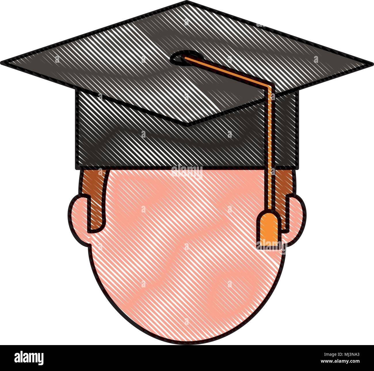 young man head with graduation hat vector illustration design Stock ...