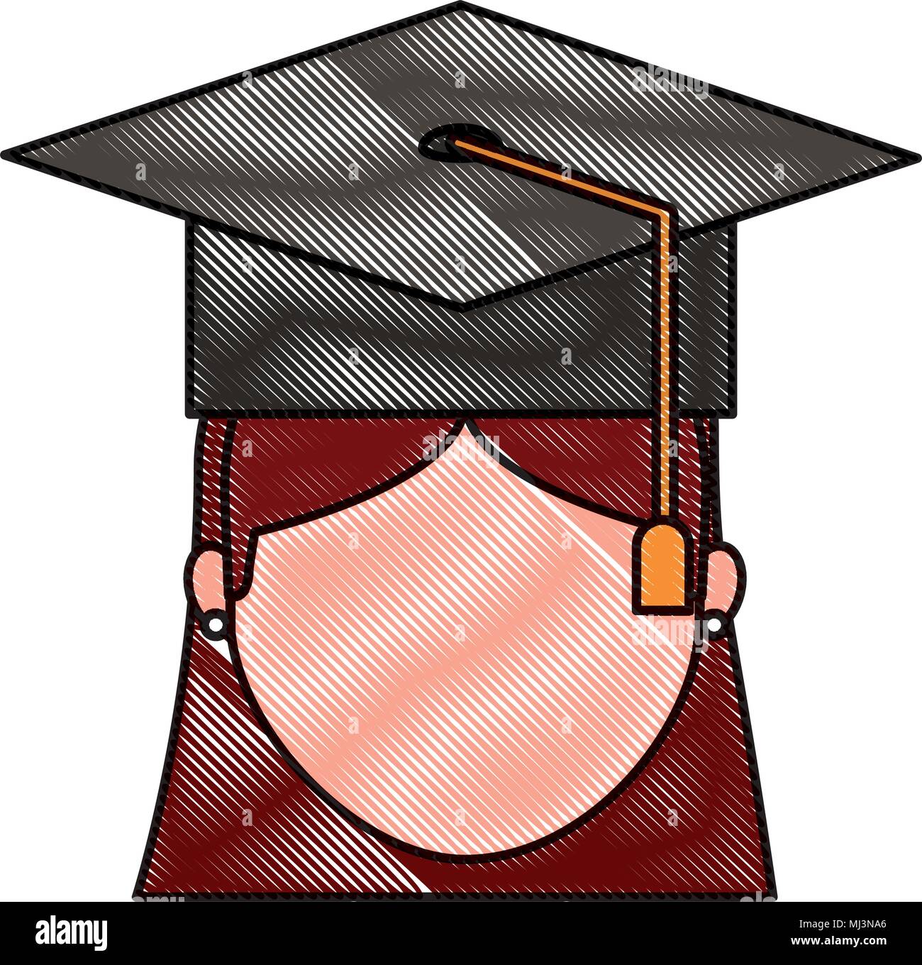 young woman with graduation hat avatar character vector illustration ...