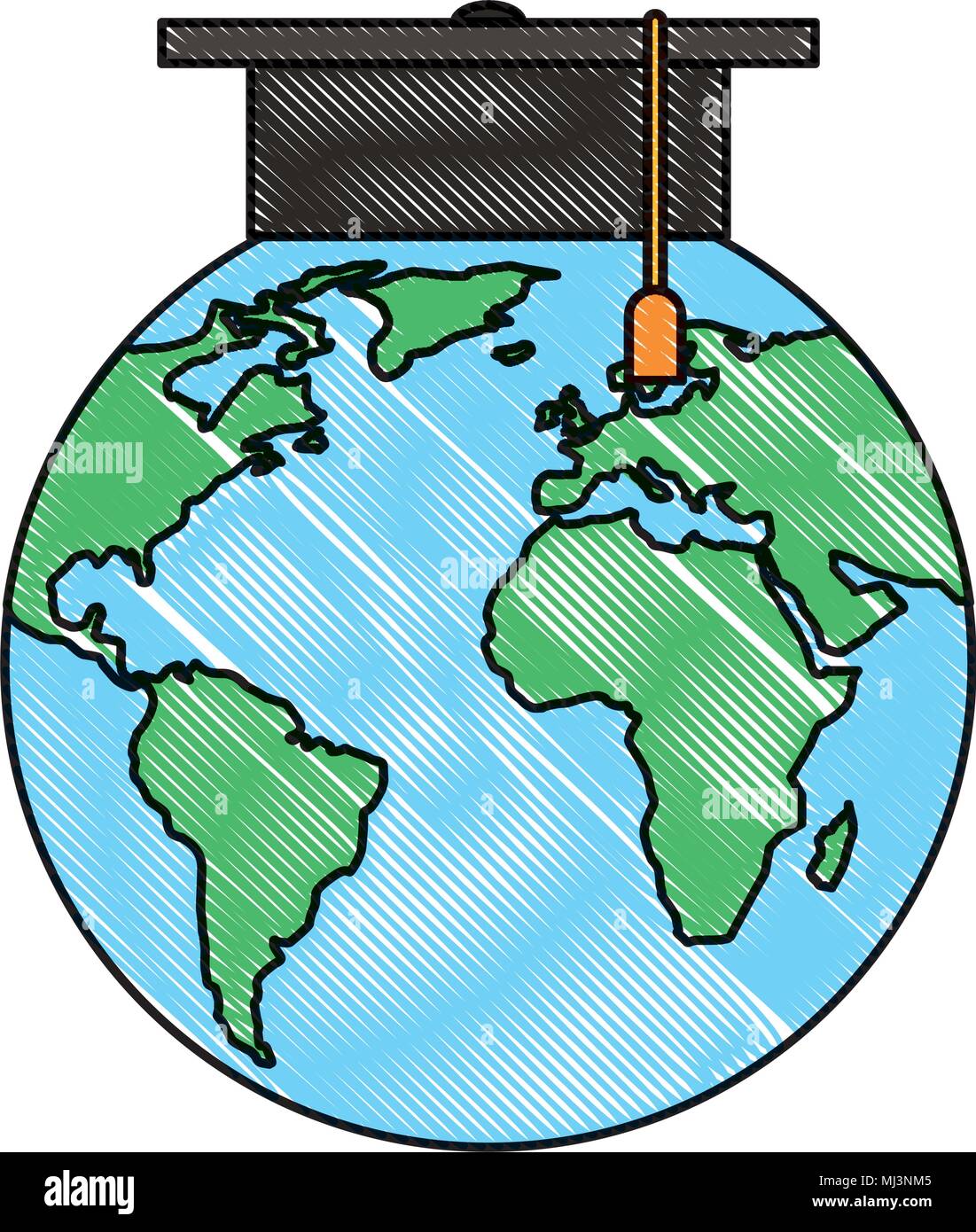 world planet earth with graduation hat vector illustration design Stock ...