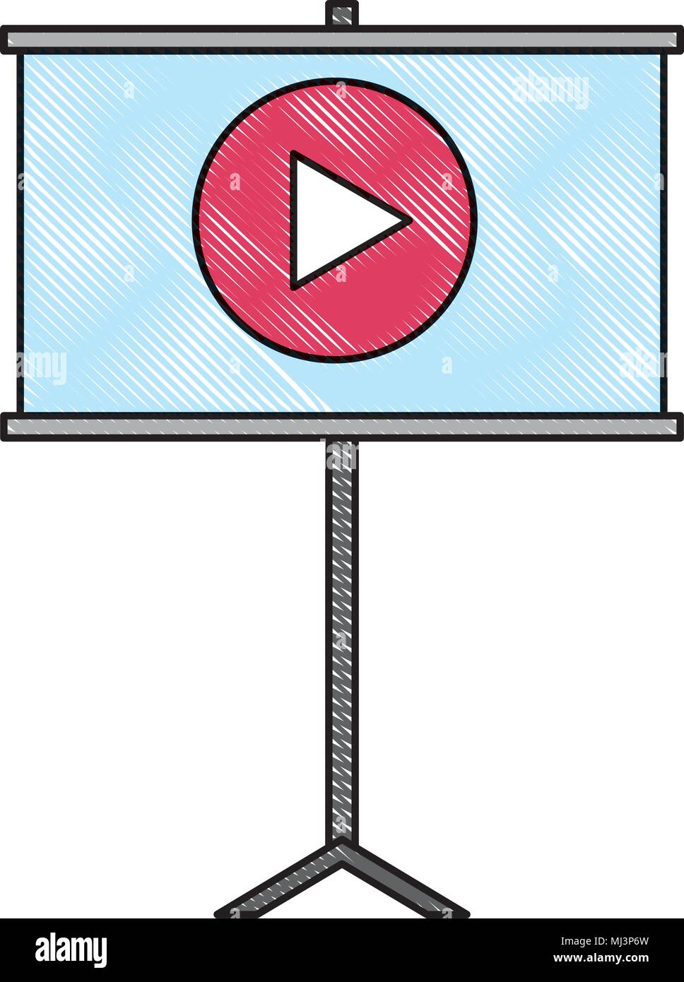 paperboard training with play button vector illustration design Stock ...