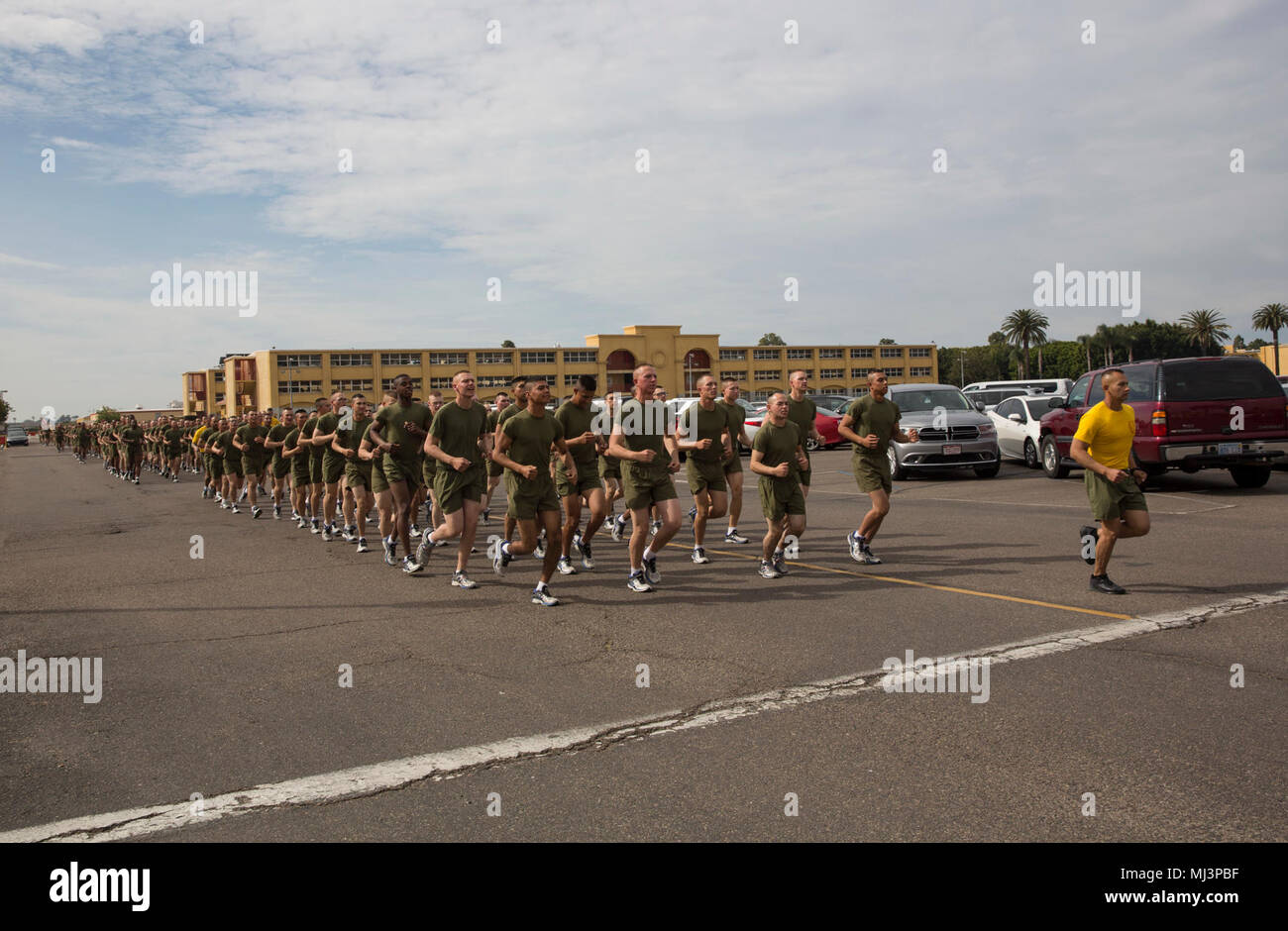 The new Marines of Kilo Company, 3rd Recruit Training Battalion, run in ...