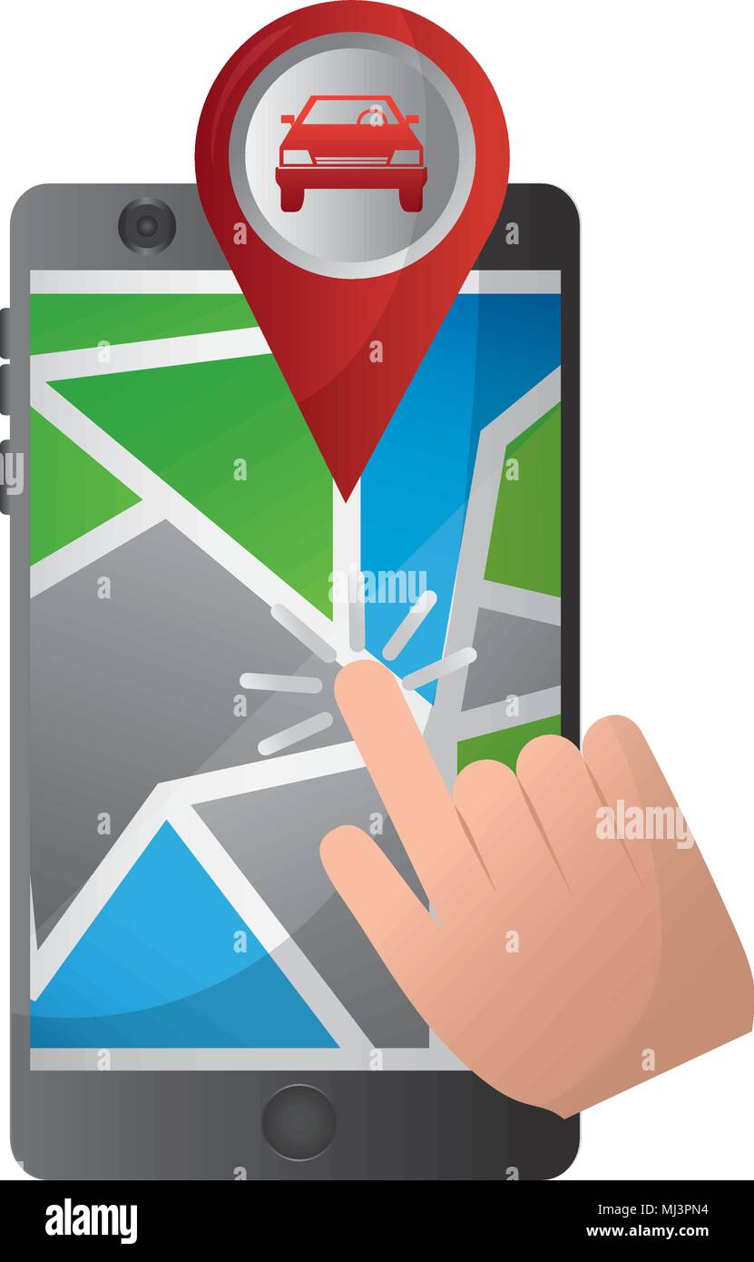hand clicking pointer map car location vector illustration Stock Vector ...