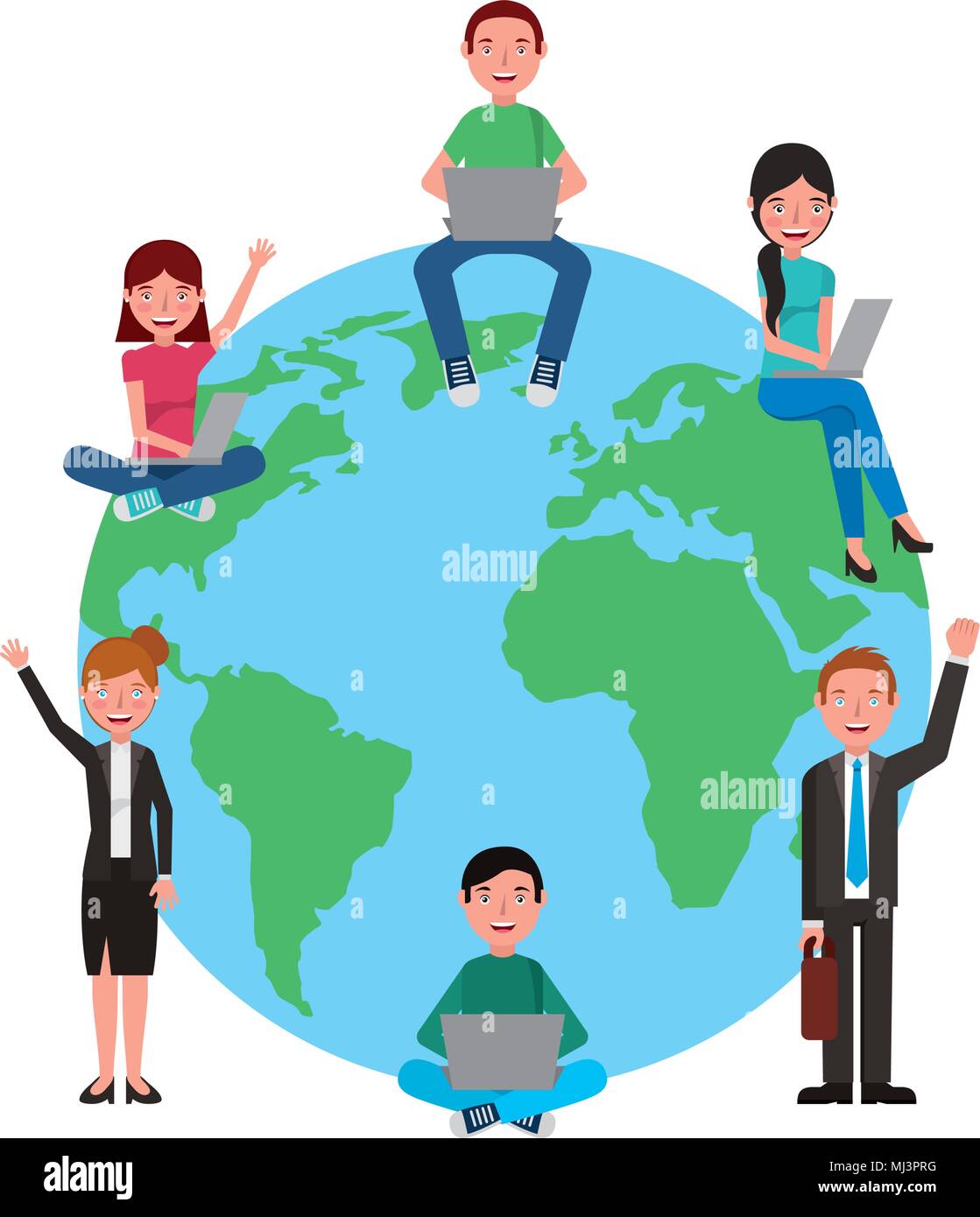 school students and teachers around world vector illustration Stock ...