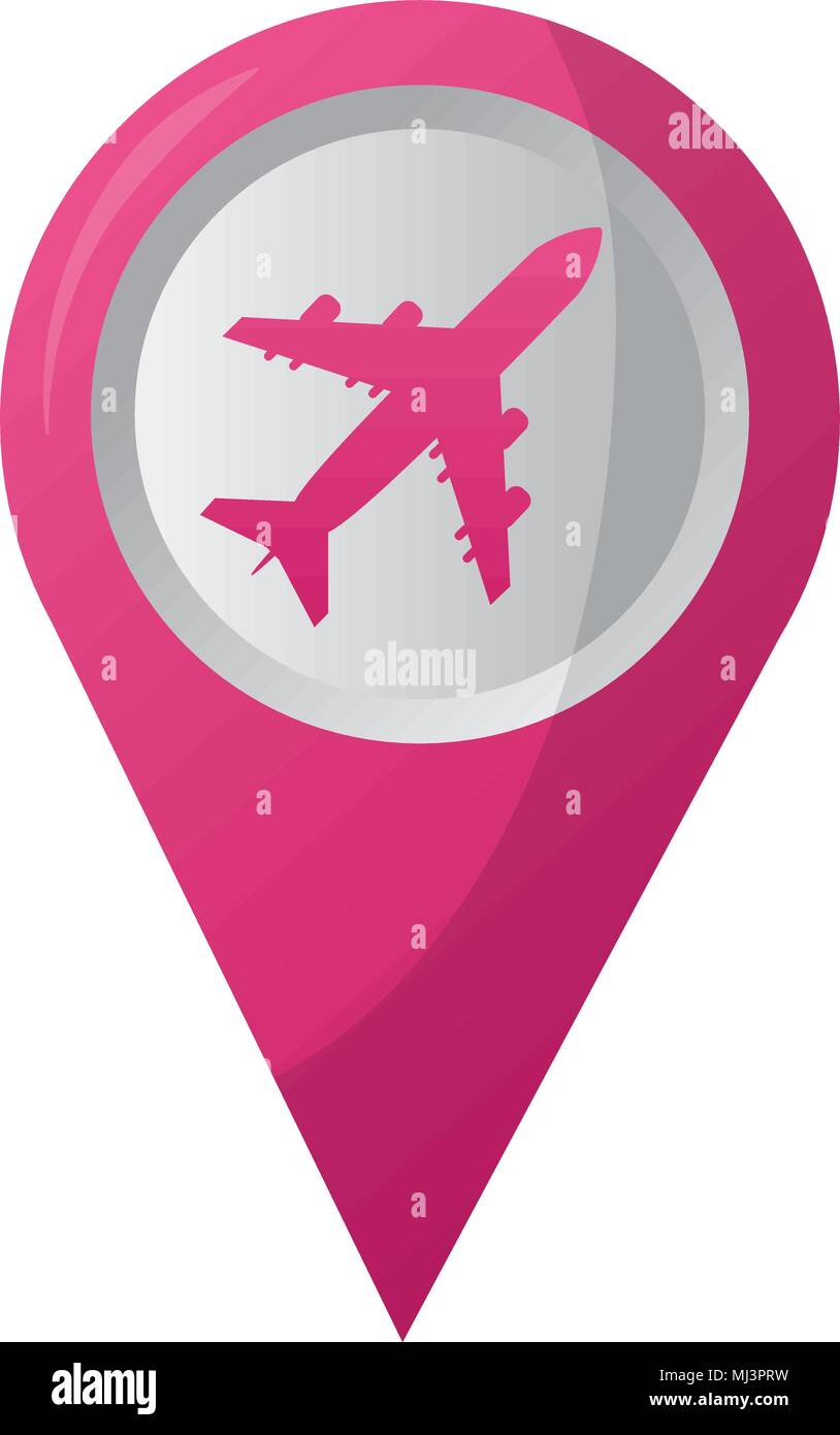 map pointer navigation with airplane airport vector illustration Stock ...