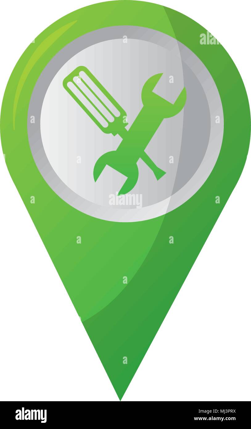 map pointer navigation with mechanic support tools vector illustration ...