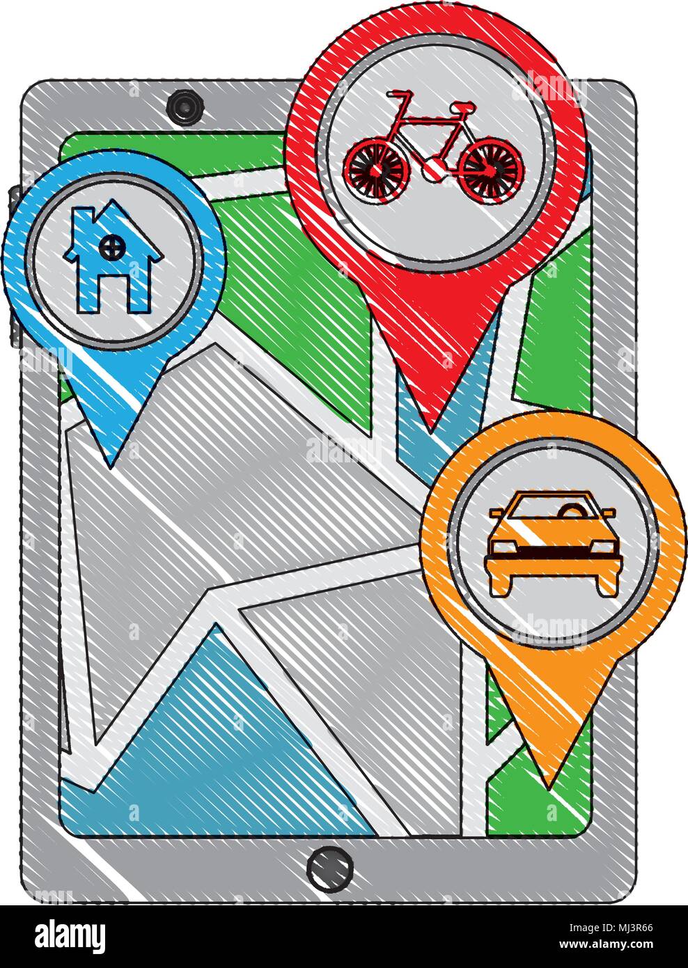 mobile gps navigation map and pointer location vector illustration ...