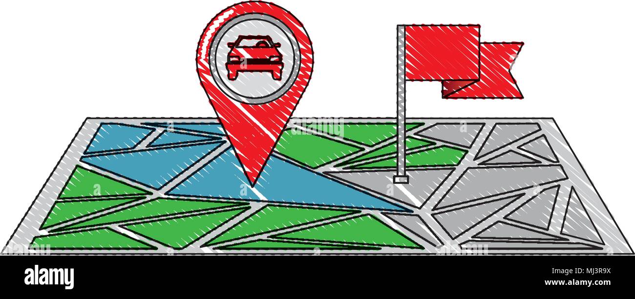 gps map navigation pointer car and flag marker vector illustration ...