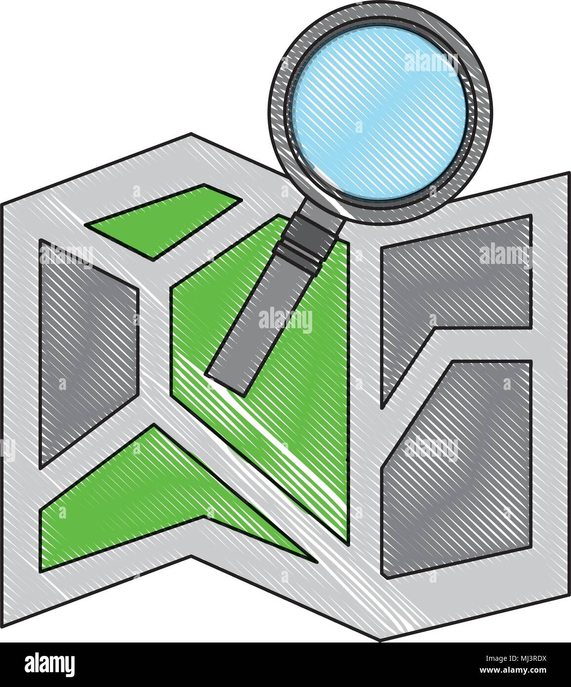 map gps navigation search magnifier glass vector illustration drawing ...