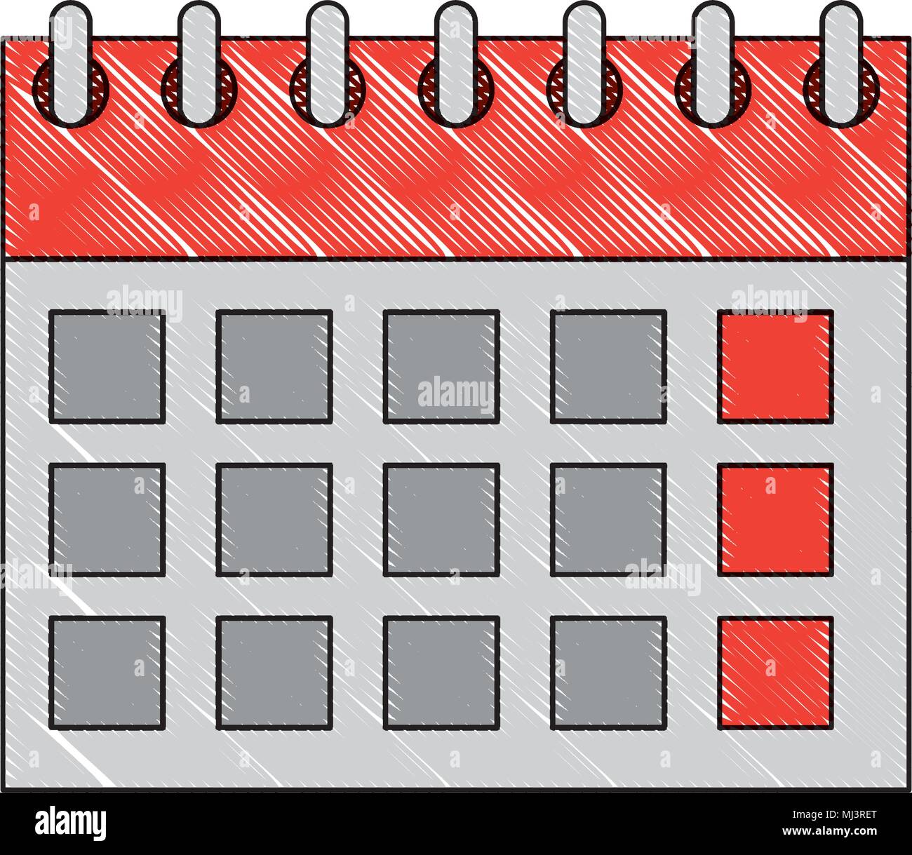 calendar planning month date time vector illustration drawing Stock ...