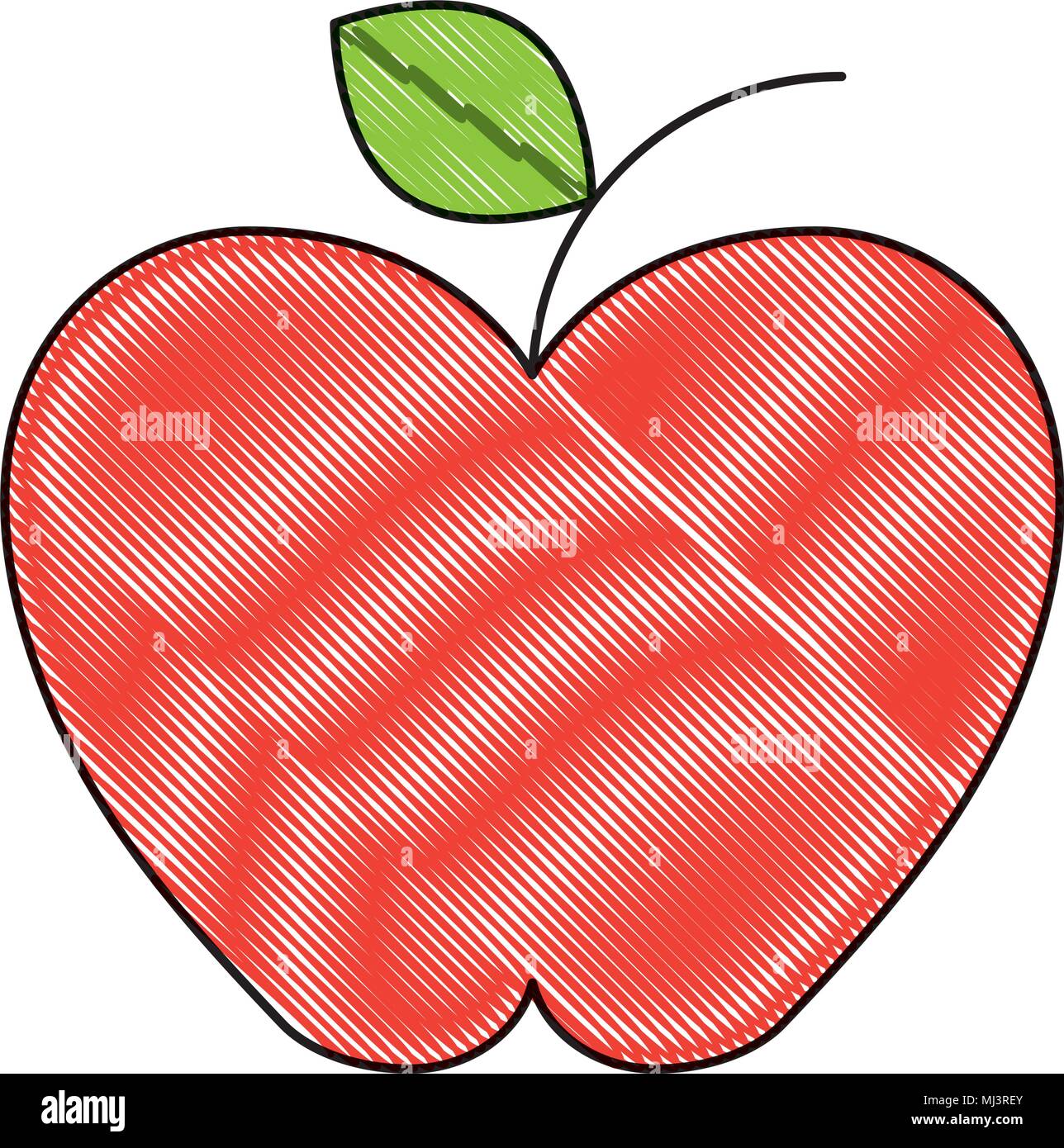 fresh apple organic fruit health vector illustration drawing Stock ...