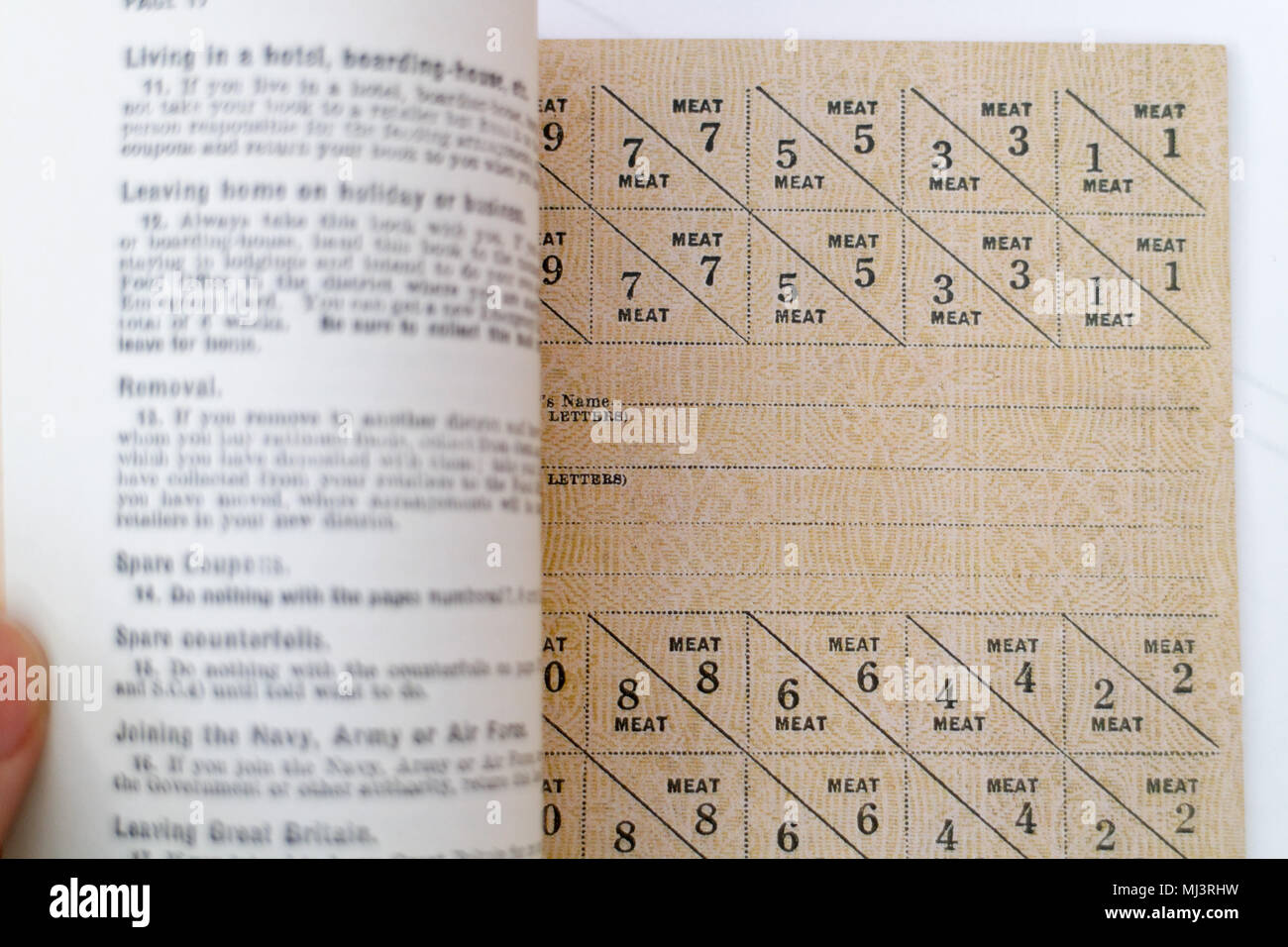 Details of a reproduction british second world war ration book Stock ...