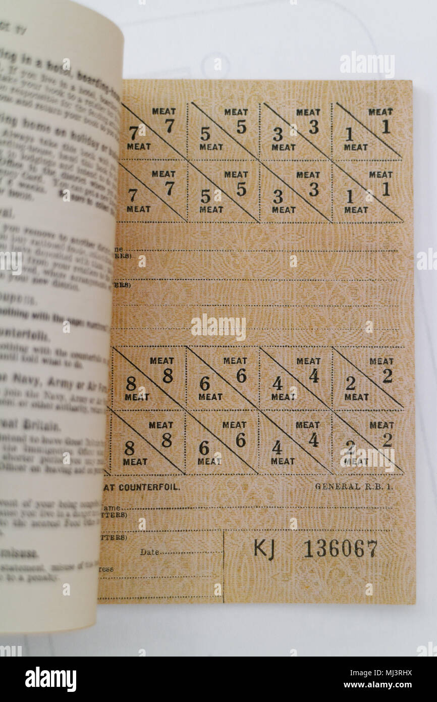Details of a reproduction british second world war ration book Stock ...