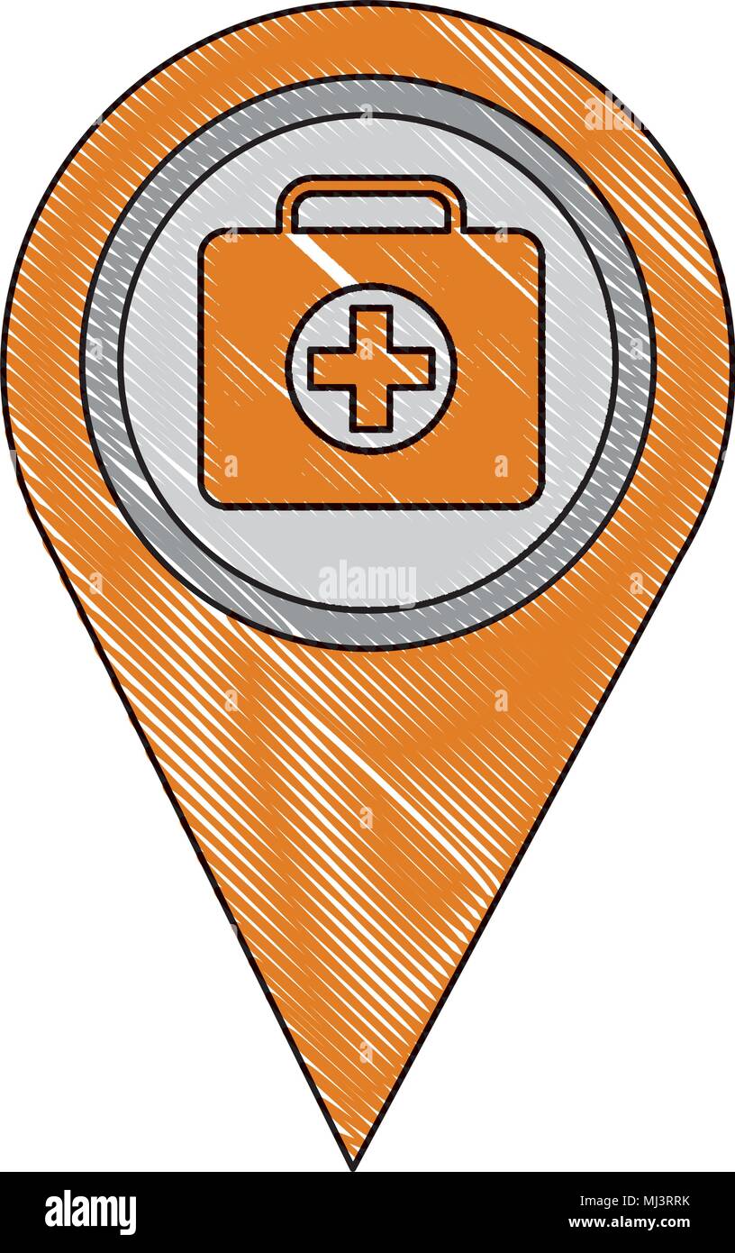 map pointer navigation with medical suitcase vector illustration ...
