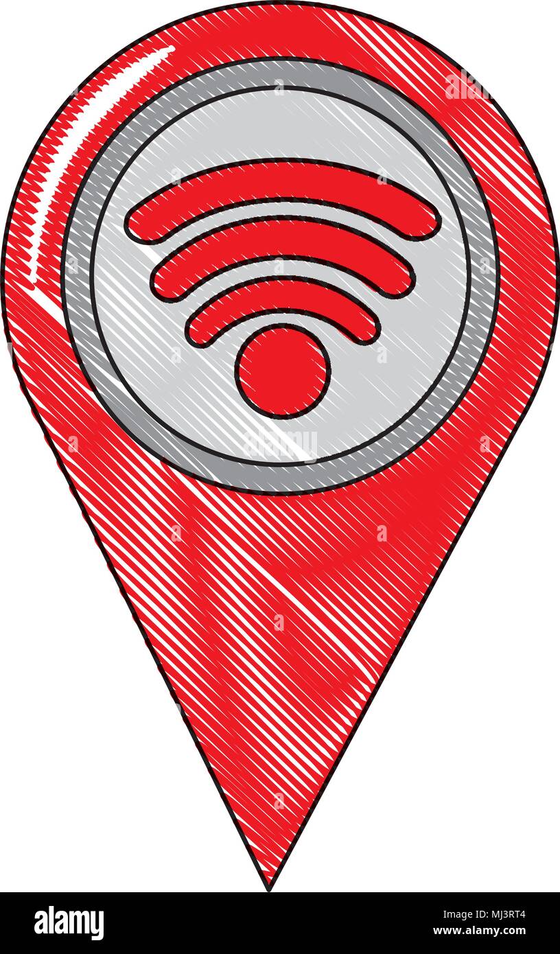 map pointer navigation with internet wifi signal vector illustration ...