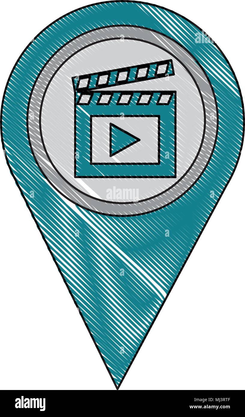 map pointer navigation with film clapperboard vector illustration ...