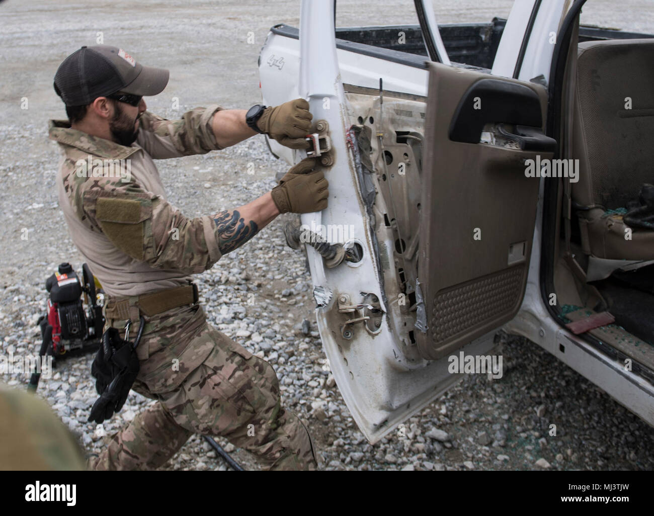 A U.S. Air Force pararescueman, part of the Guardian Angel Team ...