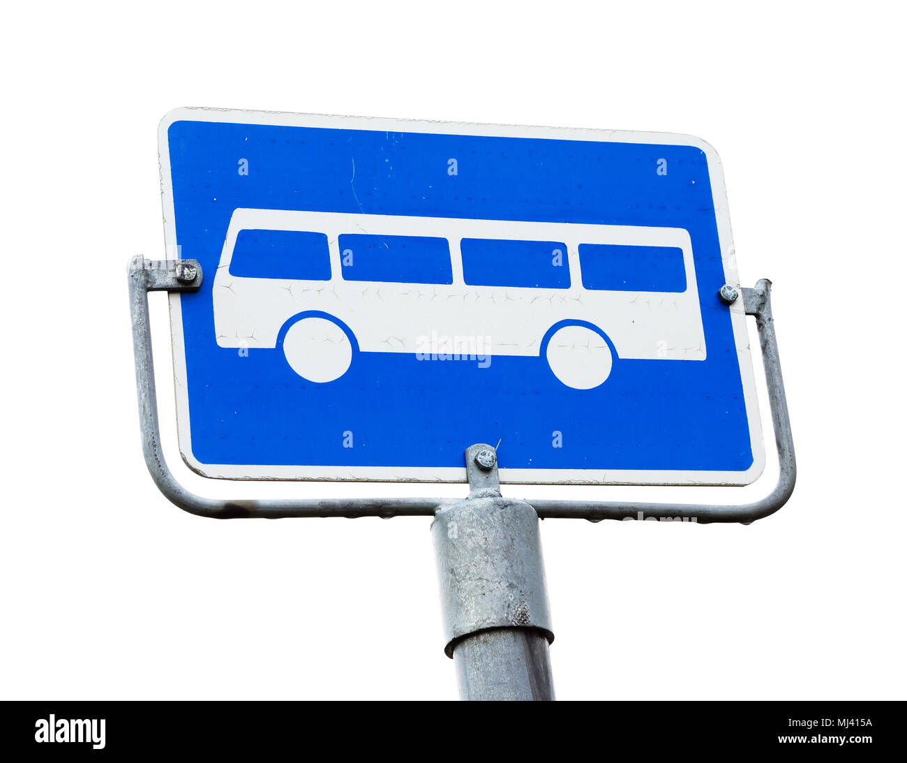 Norwegian bus stop road sign isolated on white Stock Photo - Alamy