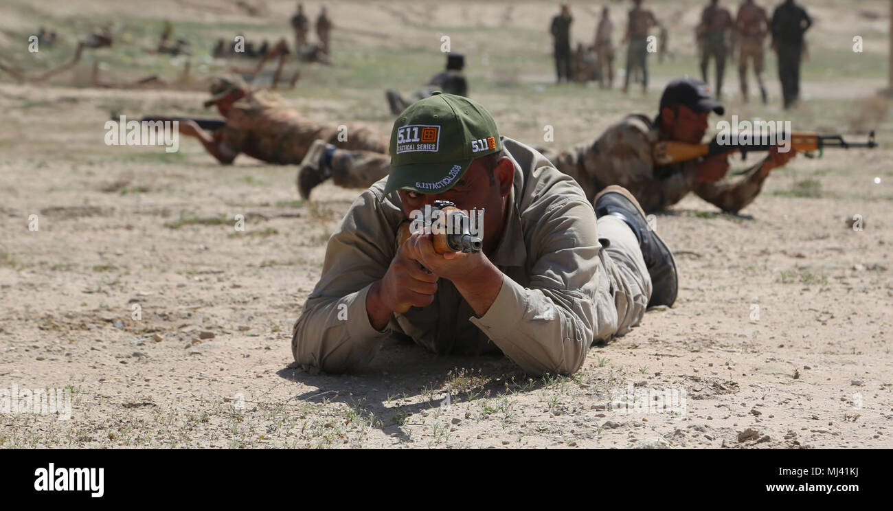 Iraqi members with the Desert Battalion practice pulling security while ...