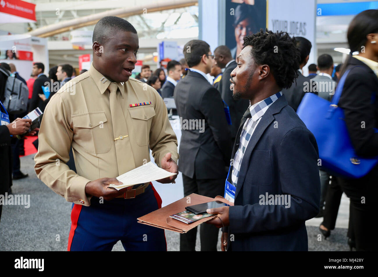 PITTSBURGH – Capt. Nubari N. Kogbara speaks to an engineering student ...