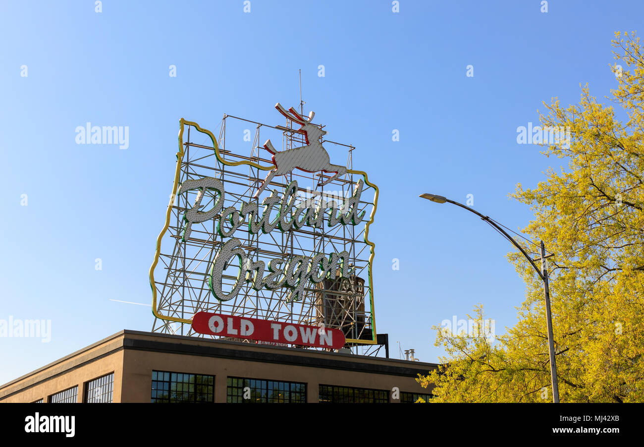 Portland, Oregon, USA - April 27, 2018 : The iconic sign of Portland ...