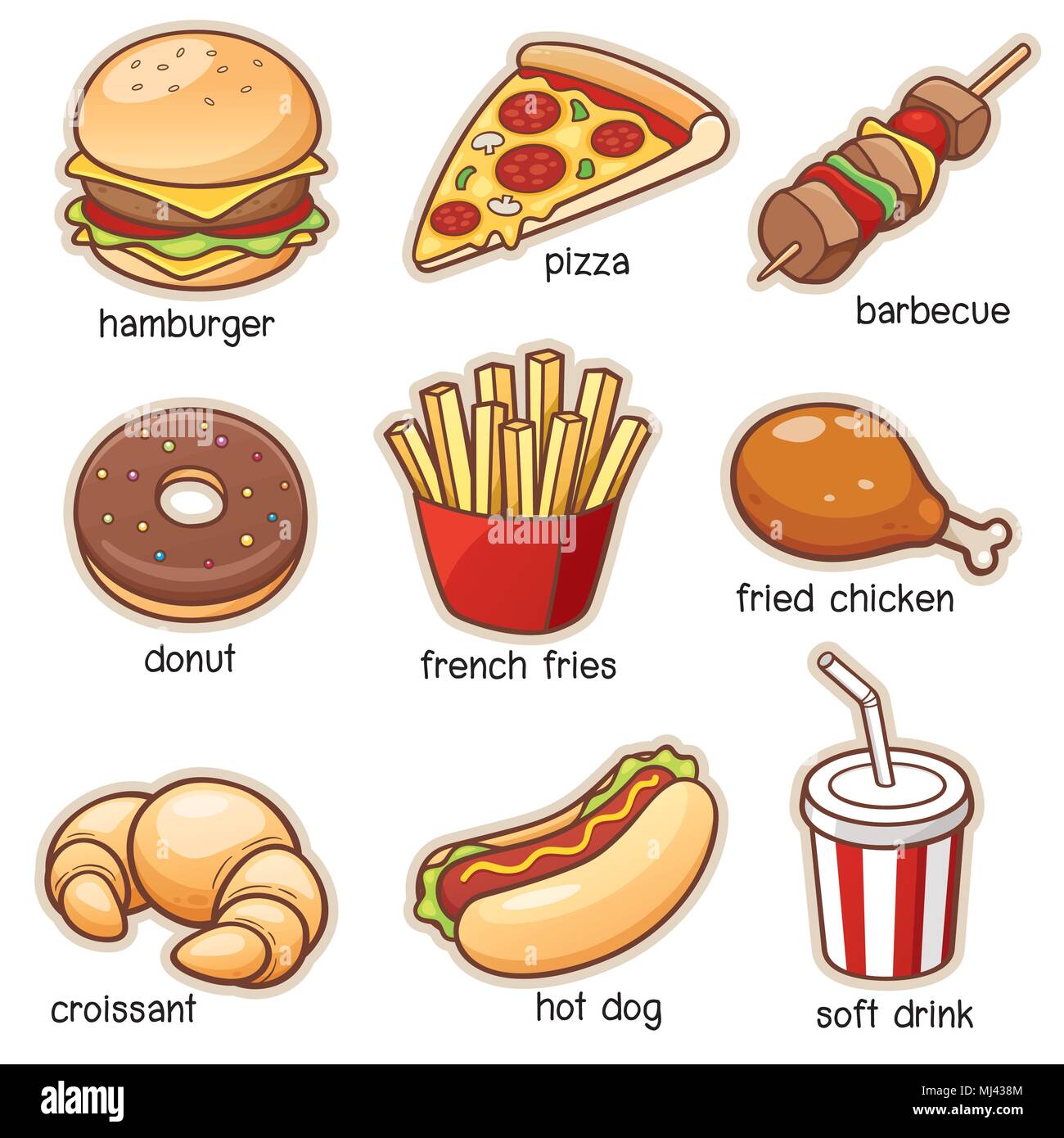 Vector illustration of Vocabulary Food set Stock Vector Image & Art - Alamy