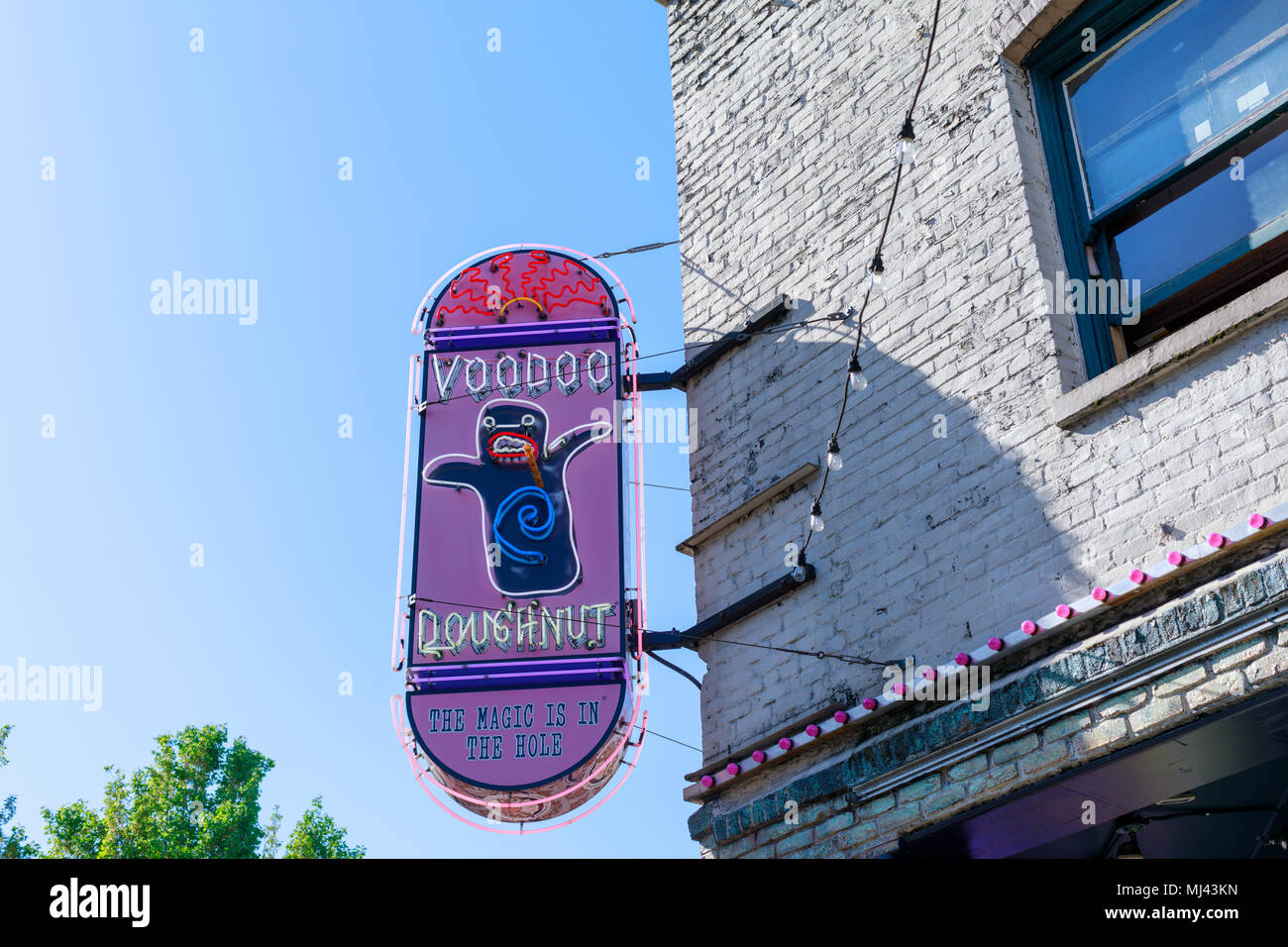 Portland, Oregon, USA - April 27, 2018 : Voodoo Doughnut, Famous ...