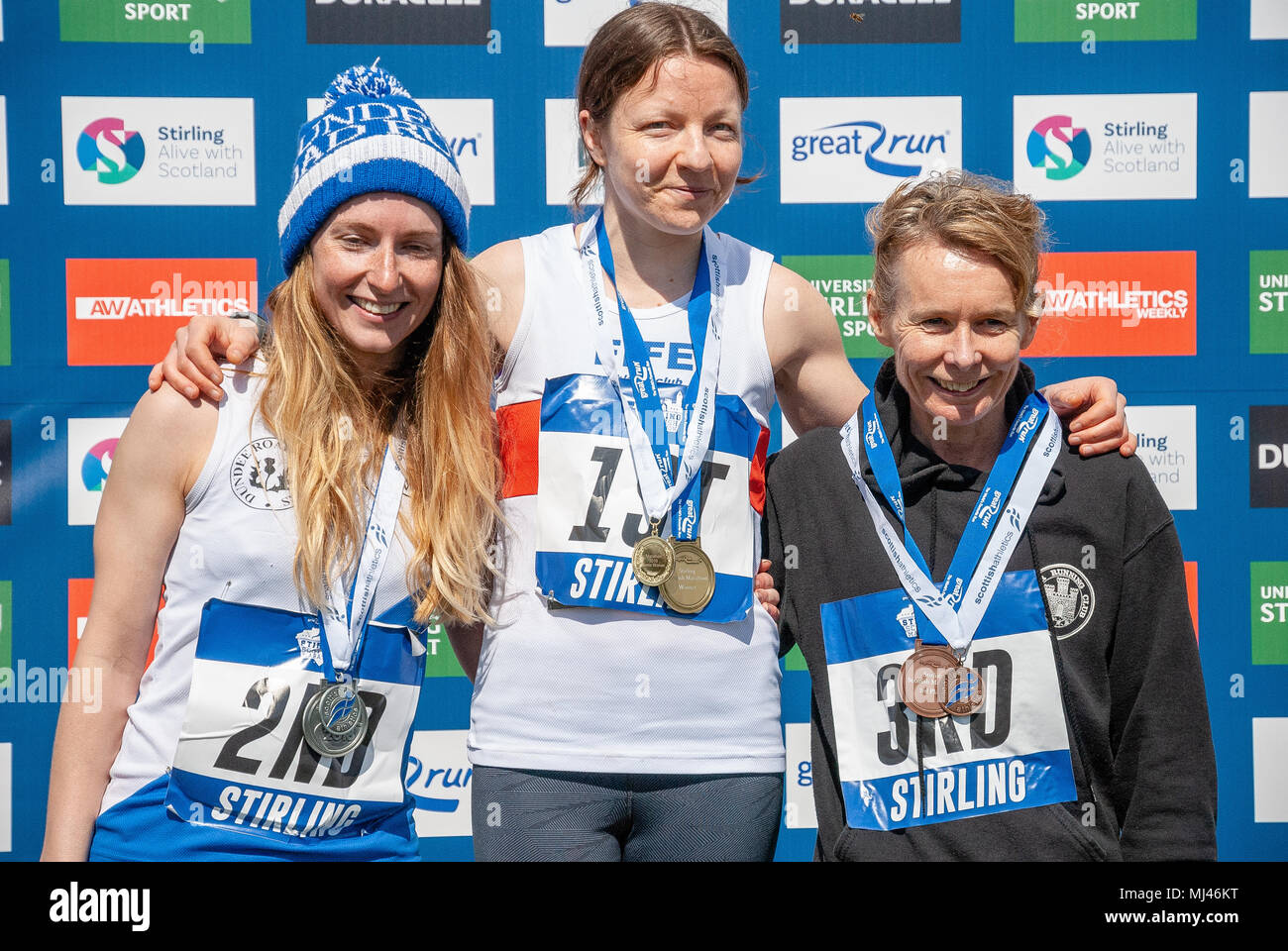 Alison McGill (C), Michelle Mackay (R) and Rhona Anderson (L) pose for ...