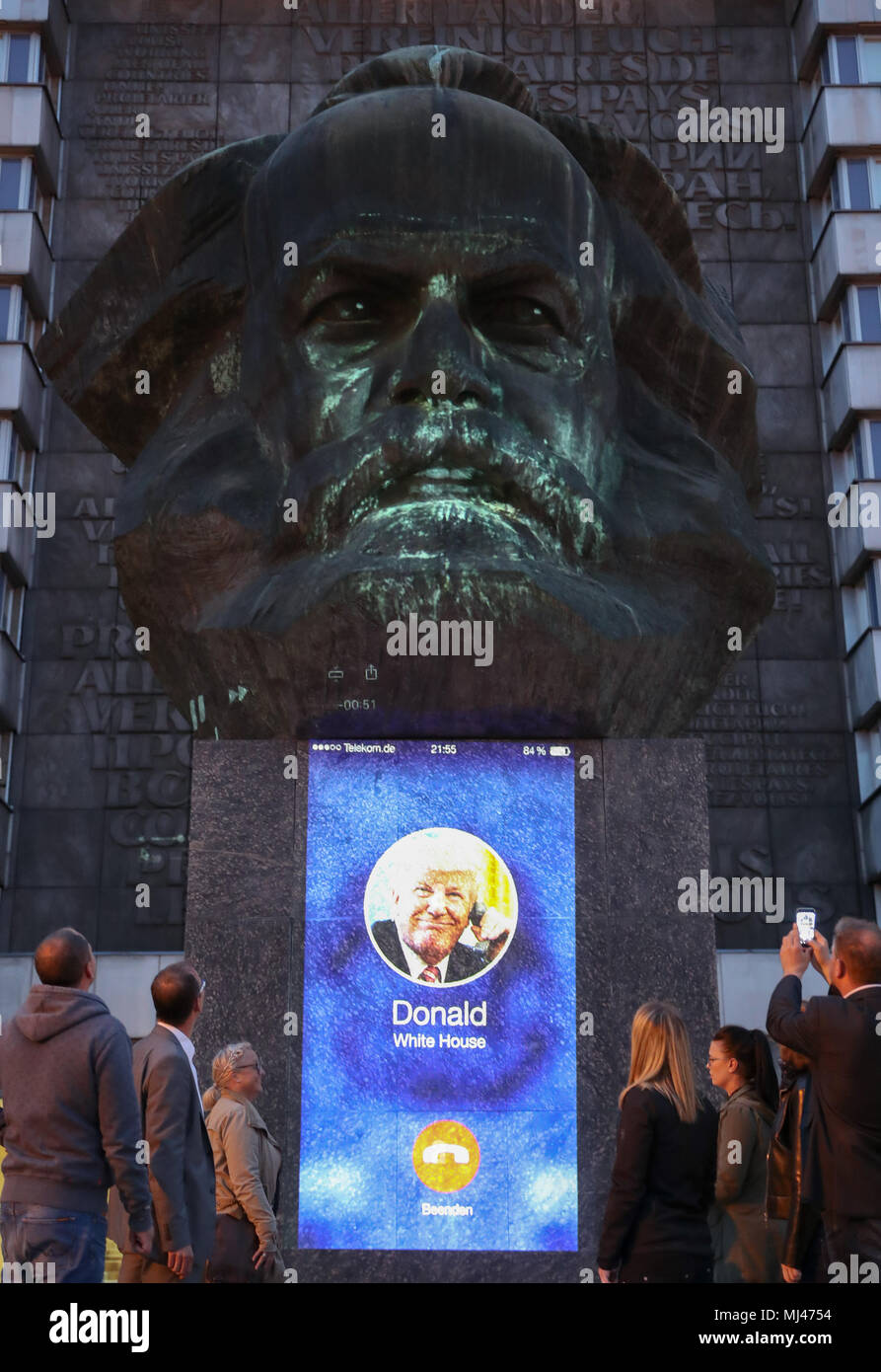 03 May 2018, Germany, Chemnitz: With the help of light and sound ...