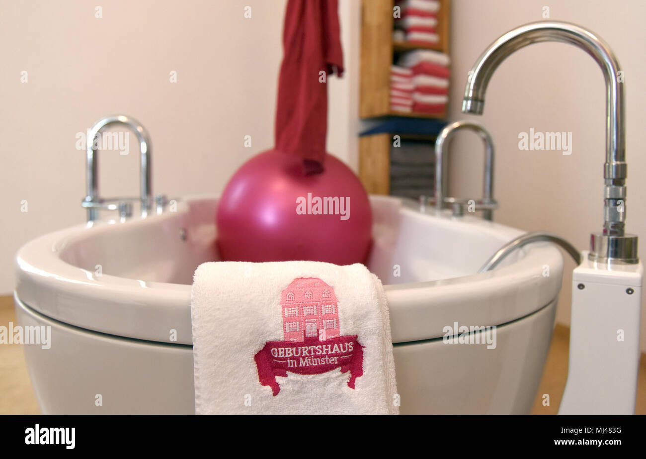 02 May 2018, Germany, Muenster: The logo of the birthing house is ...