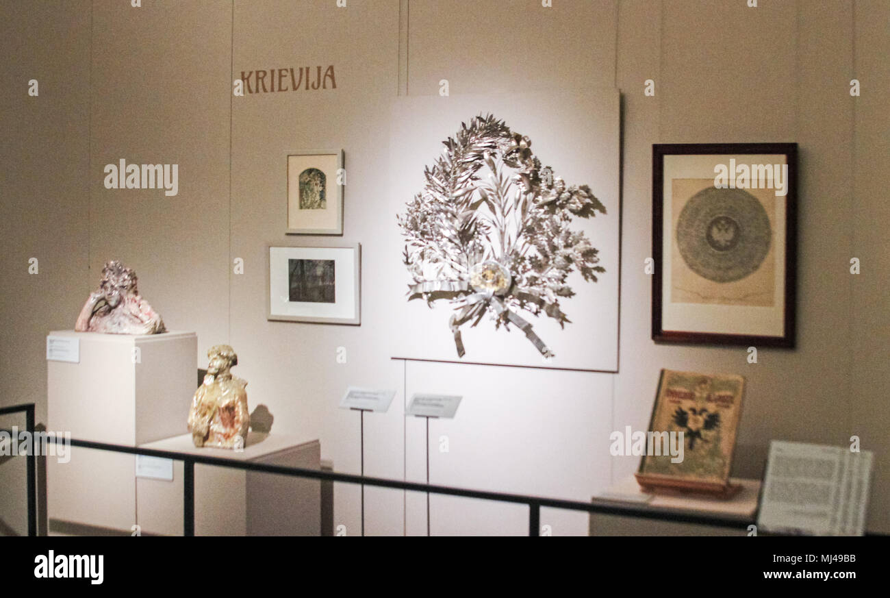 03 May 2018, Latvia, Riga: Russian objects are on display at the art ...