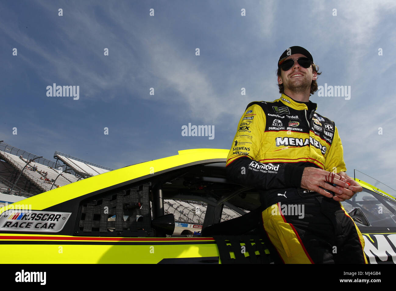 Dover, Delaware, USA. 4th May, 2018. Ryan Blaney (12) hangs out on pit ...