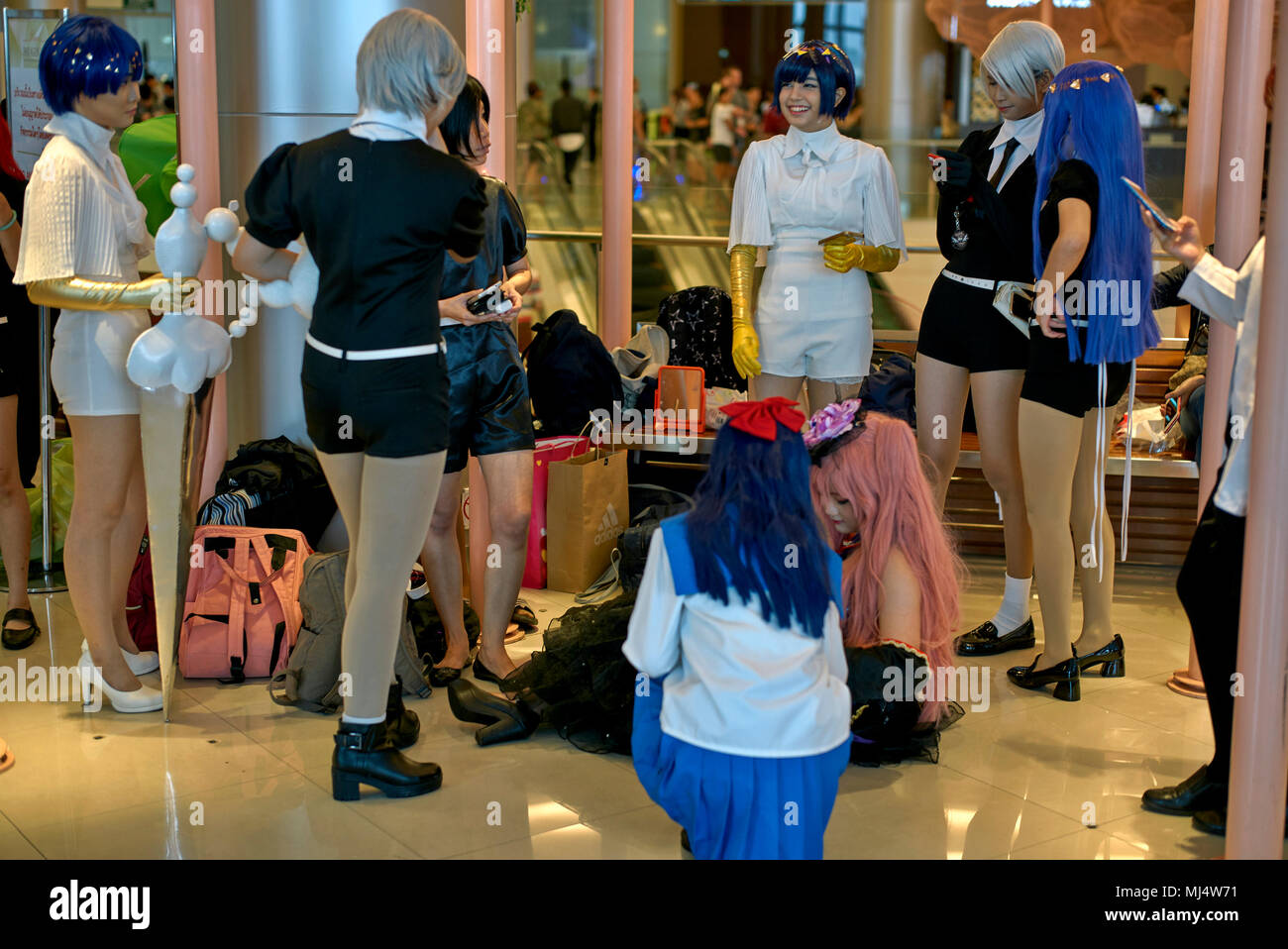 Comic Con girls and Cosplay girl costumes. Bangkok Thailand Southeast ...