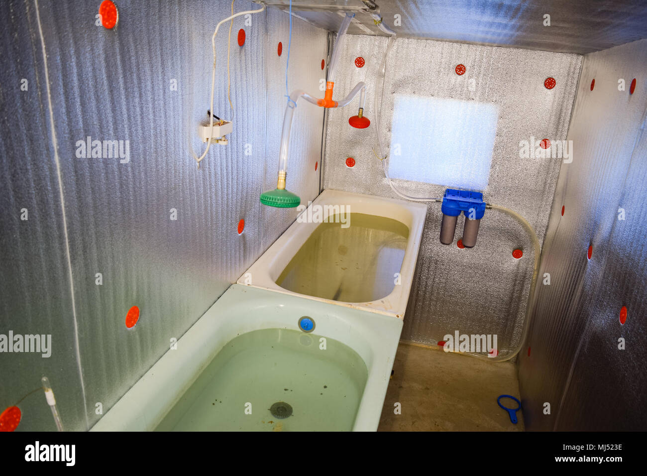 A room for growing fish fry. Bath for the fry. A fish-nursery Stock ...