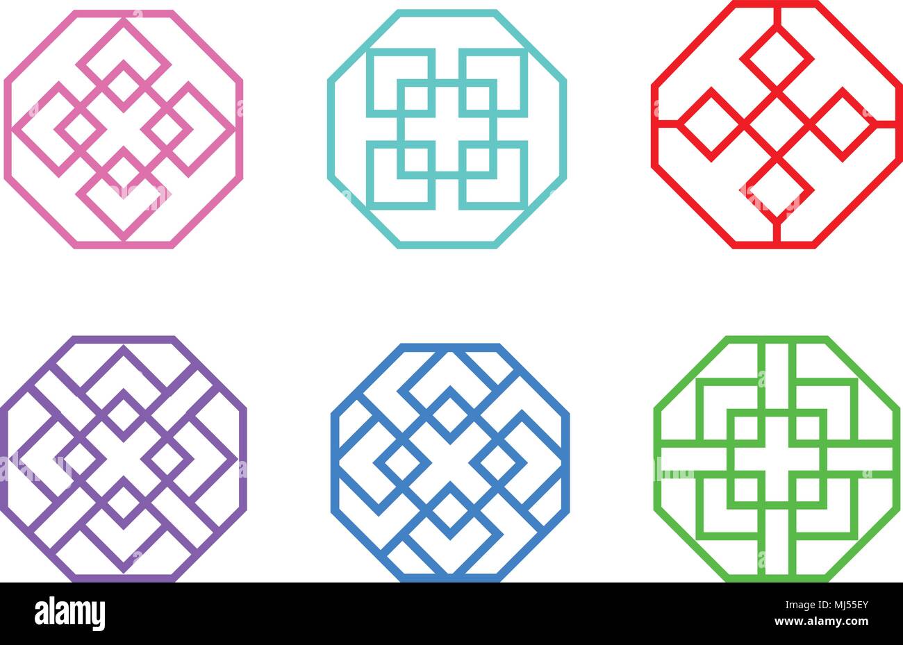 Octagon Chinese window frame in flat vector art design Stock Vector ...