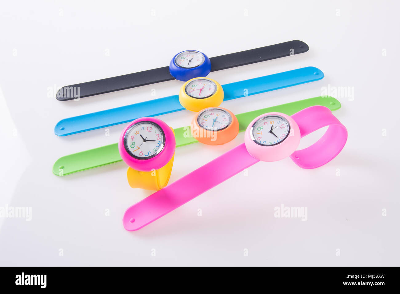 watches. colorful set of plastic watches isolated on white Stock Photo ...