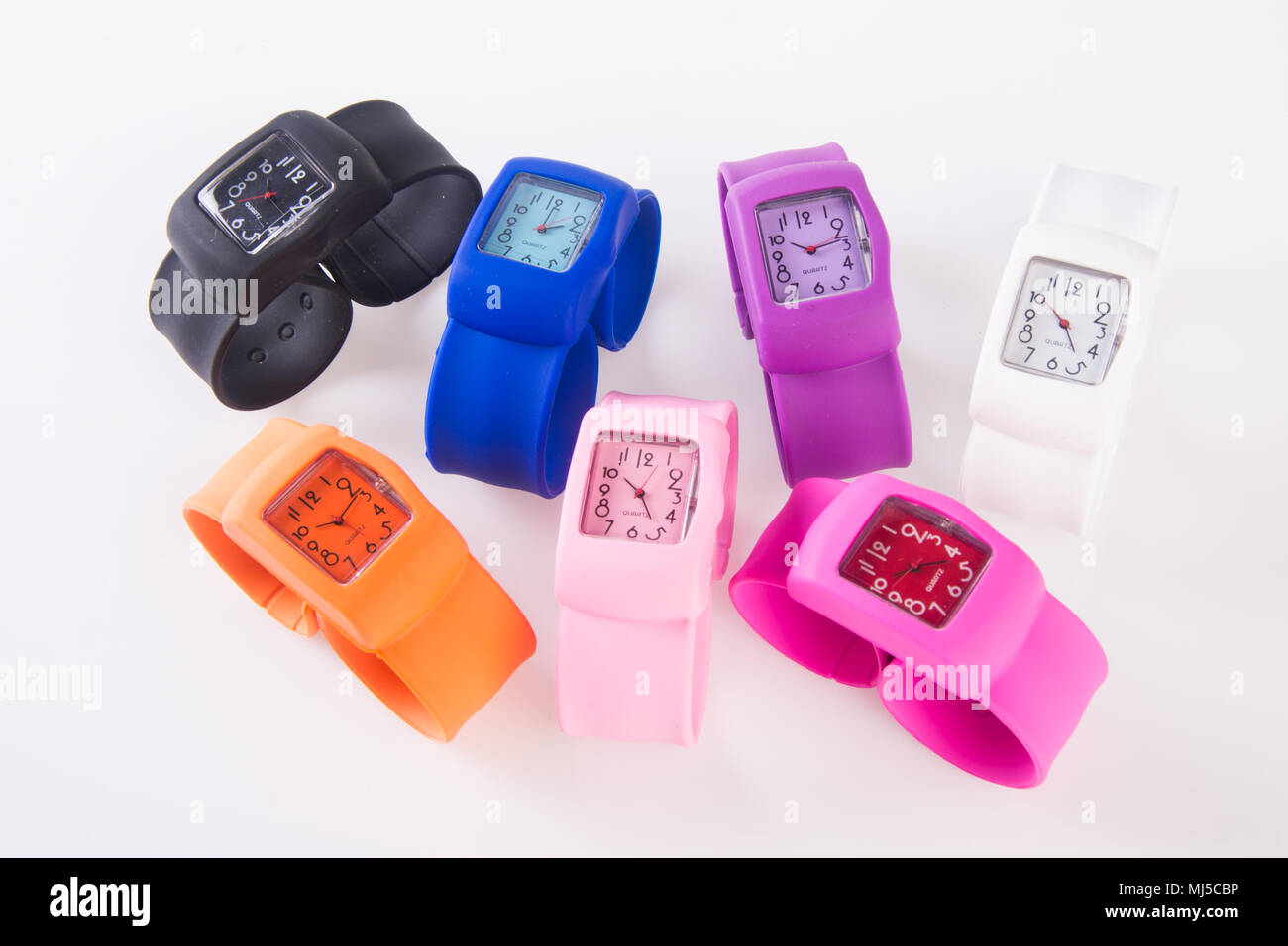 watches. colorful set of plastic watches isolated on white Stock Photo ...