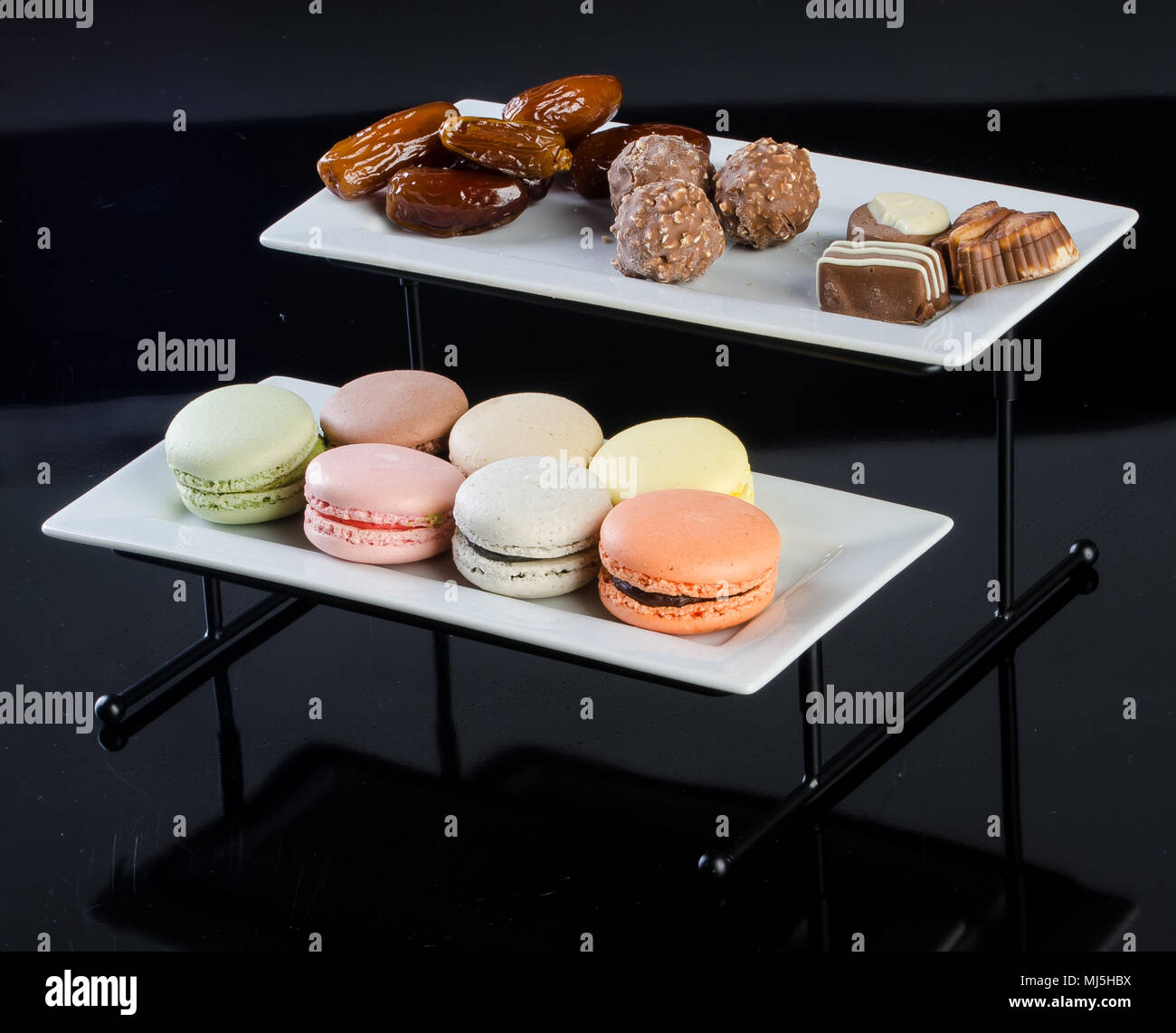 tray. three tier serving tray on a background Stock Photo - Alamy