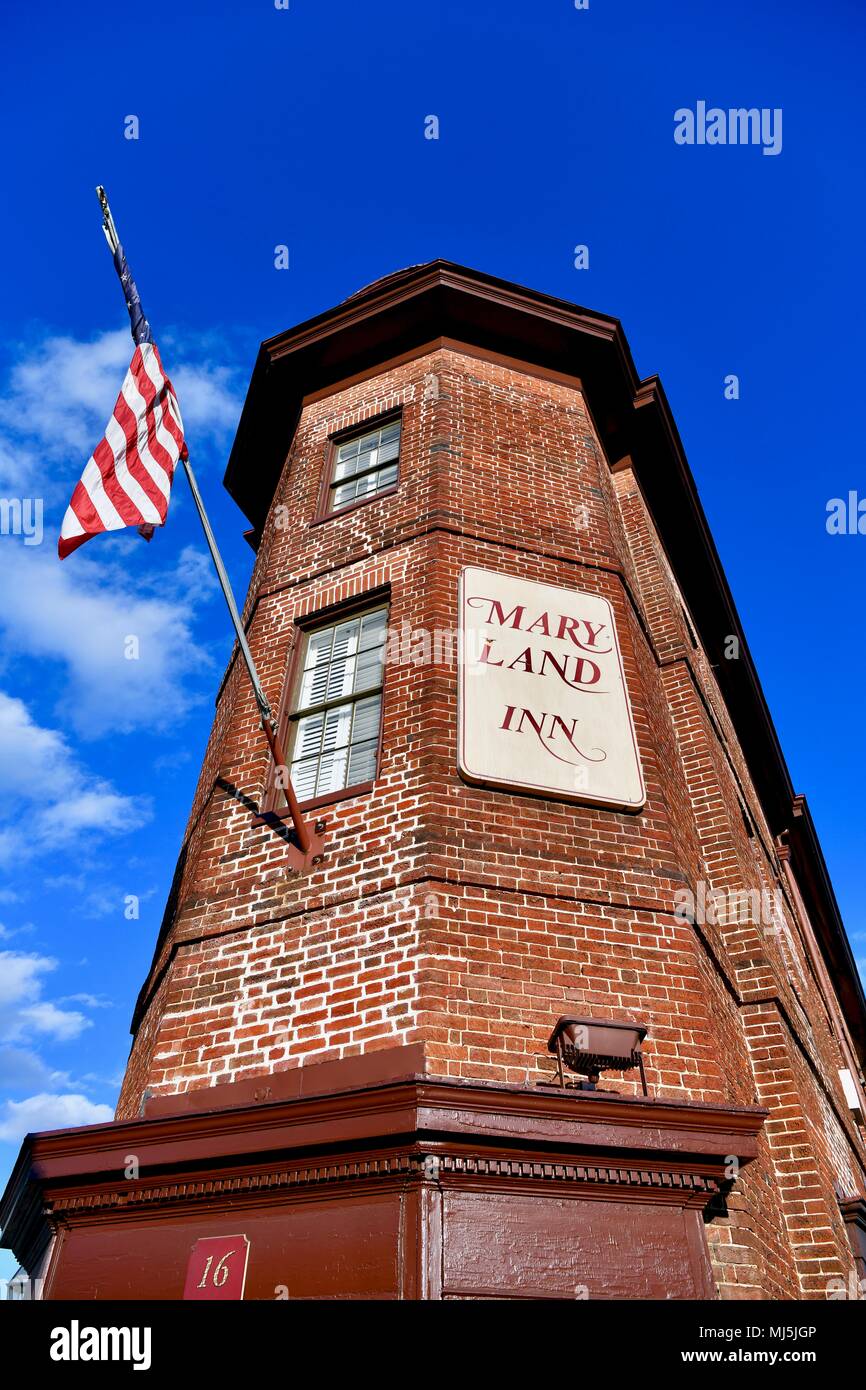The Maryland Inn at the historic Annapolis harbor, MD, USA Stock Photo ...